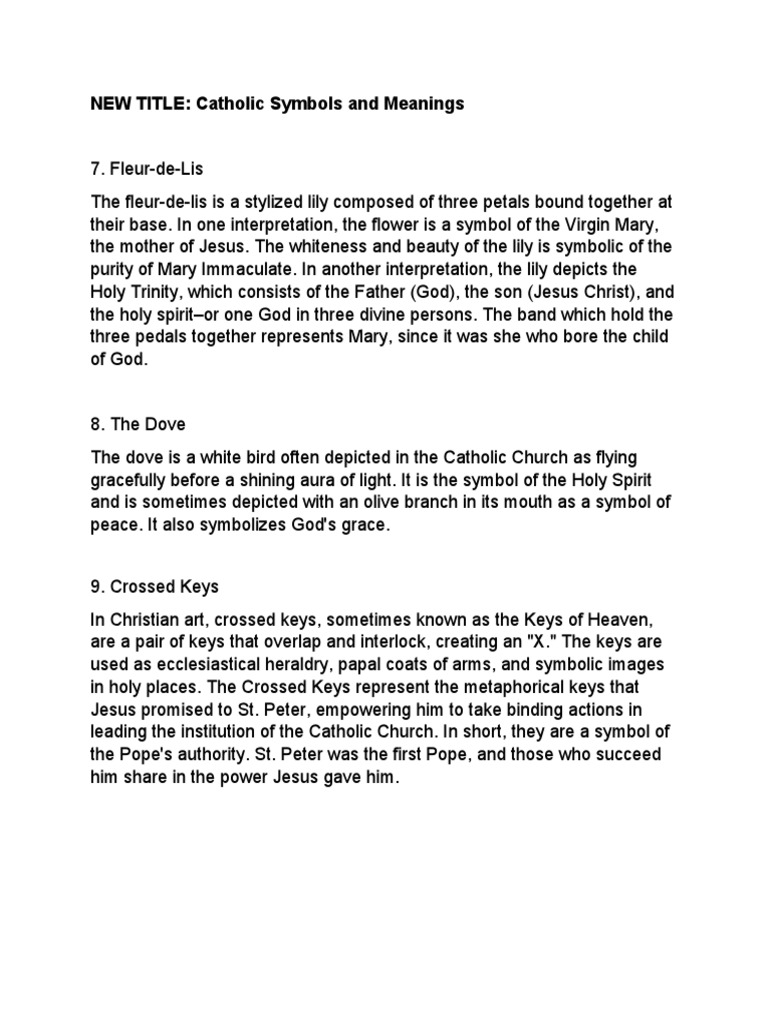 Catholic Symbols and Their Religious Meanings | PDF