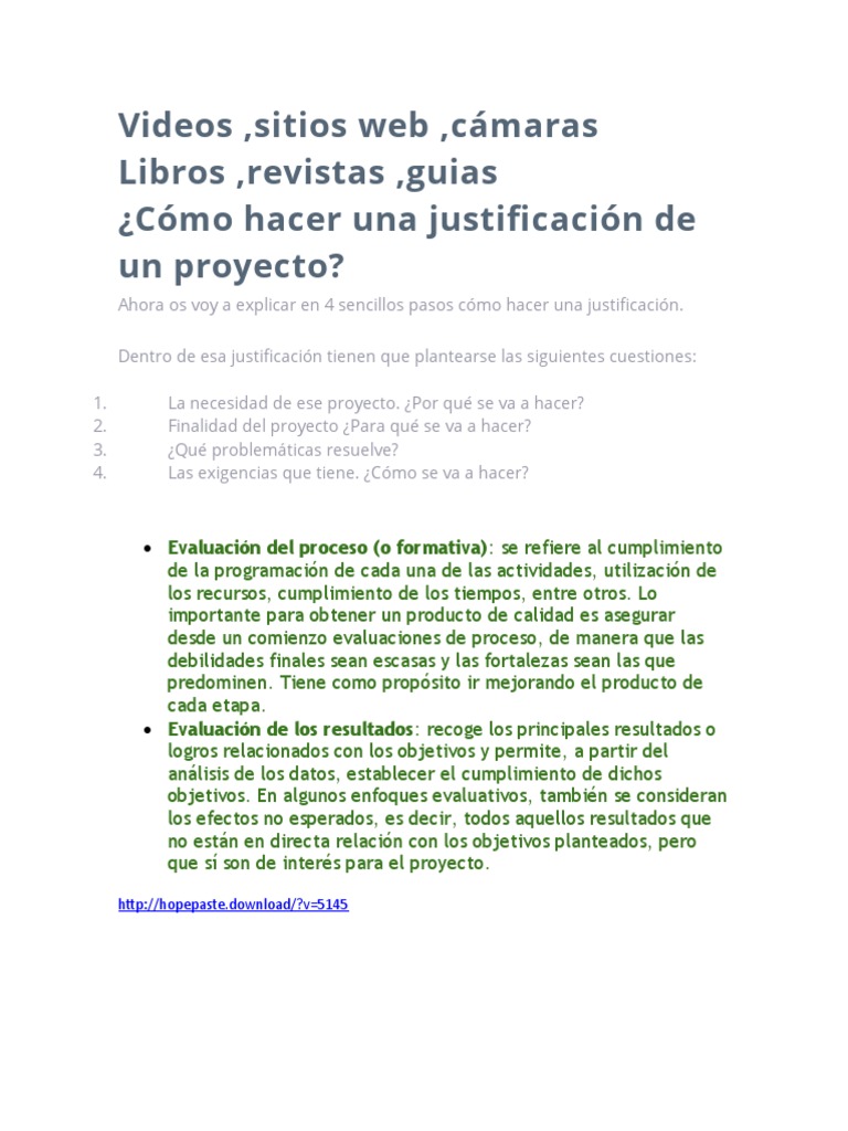 Cómo Hacer Una Justificación de Un Proyecto | PDF