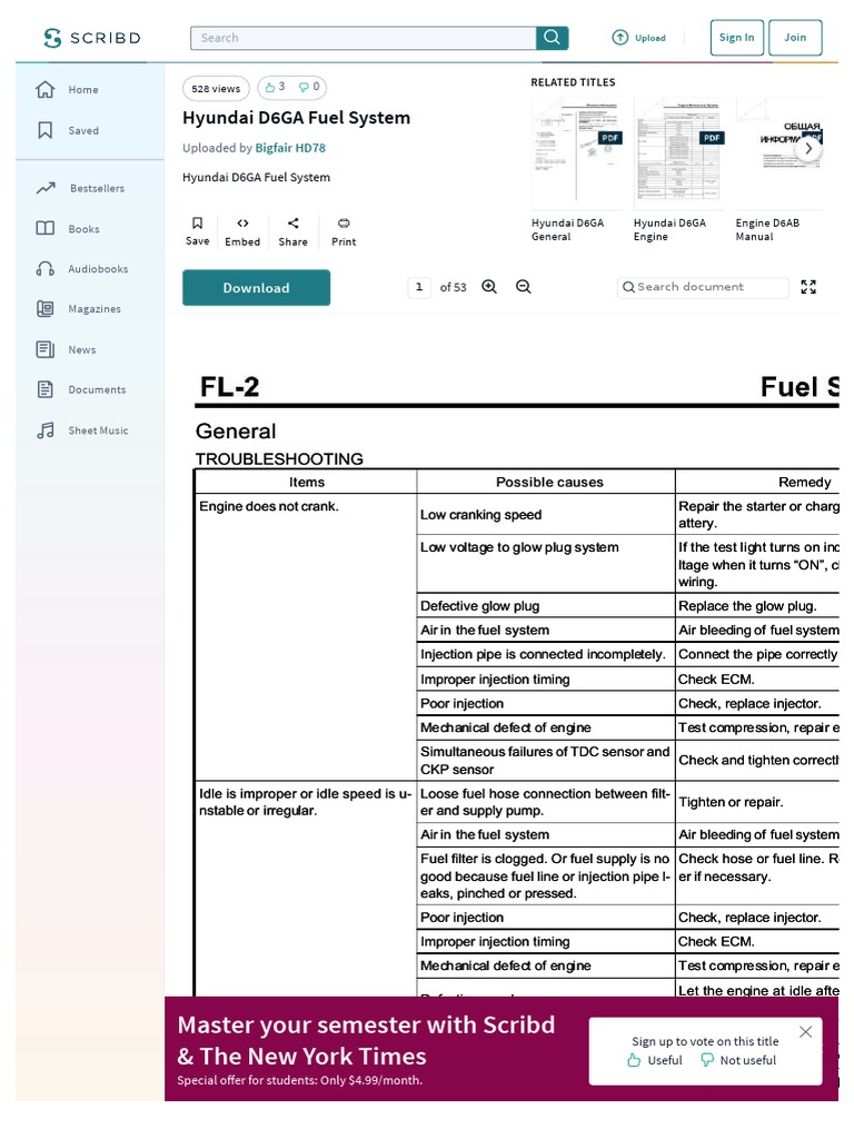 Hyundai D6GA Fuel System Guide | PDF | Scribd | Engines