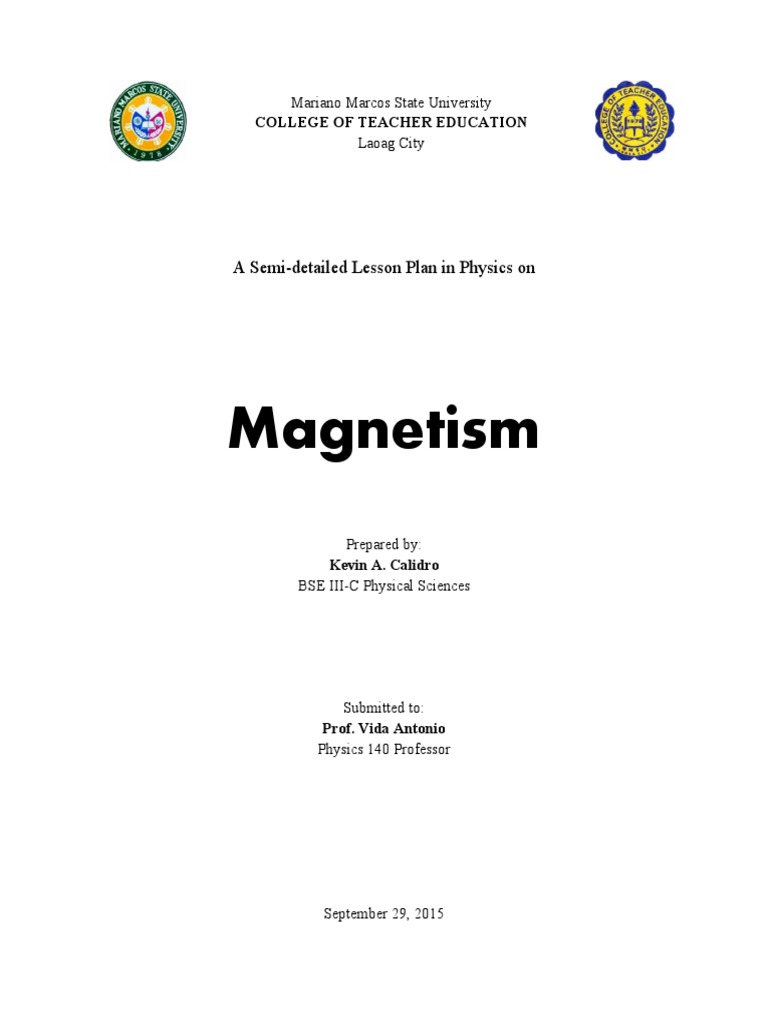 Magnetism: A Semi-Detailed Lesson Plan in Physics On | PDF | Magnetism ...