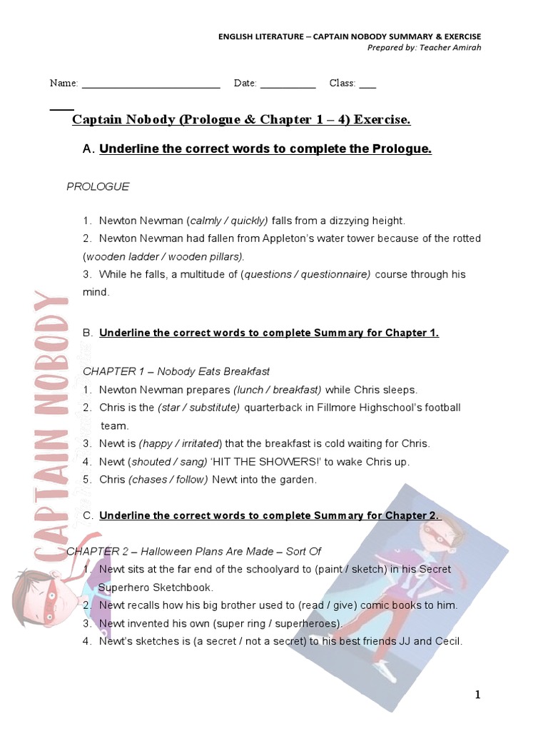 English Literature - Captain Nobody Summary & Exercise: An Analysis of ...