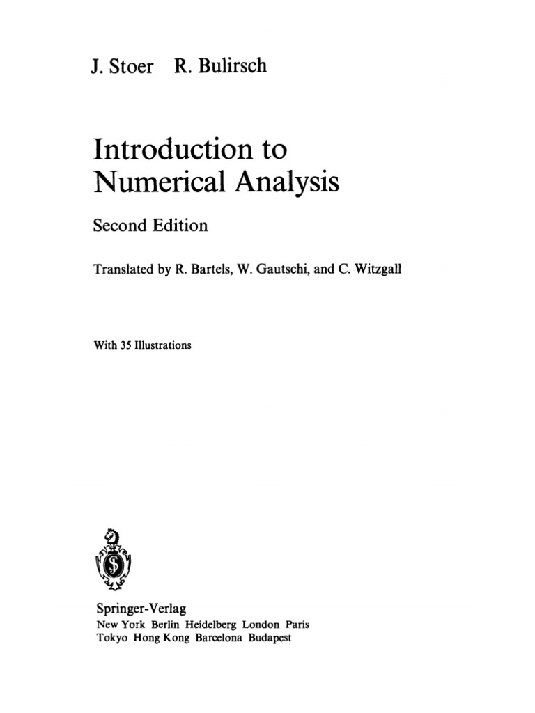 (Ebook) Introduction To Numerical Analysis - J.Stoer, R.Bulirsch | PDF