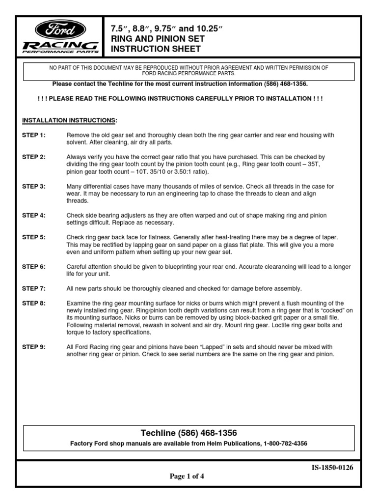 Ford Ring and Pinion Torque Specs | PDF | Gear | Bearing (Mechanical)