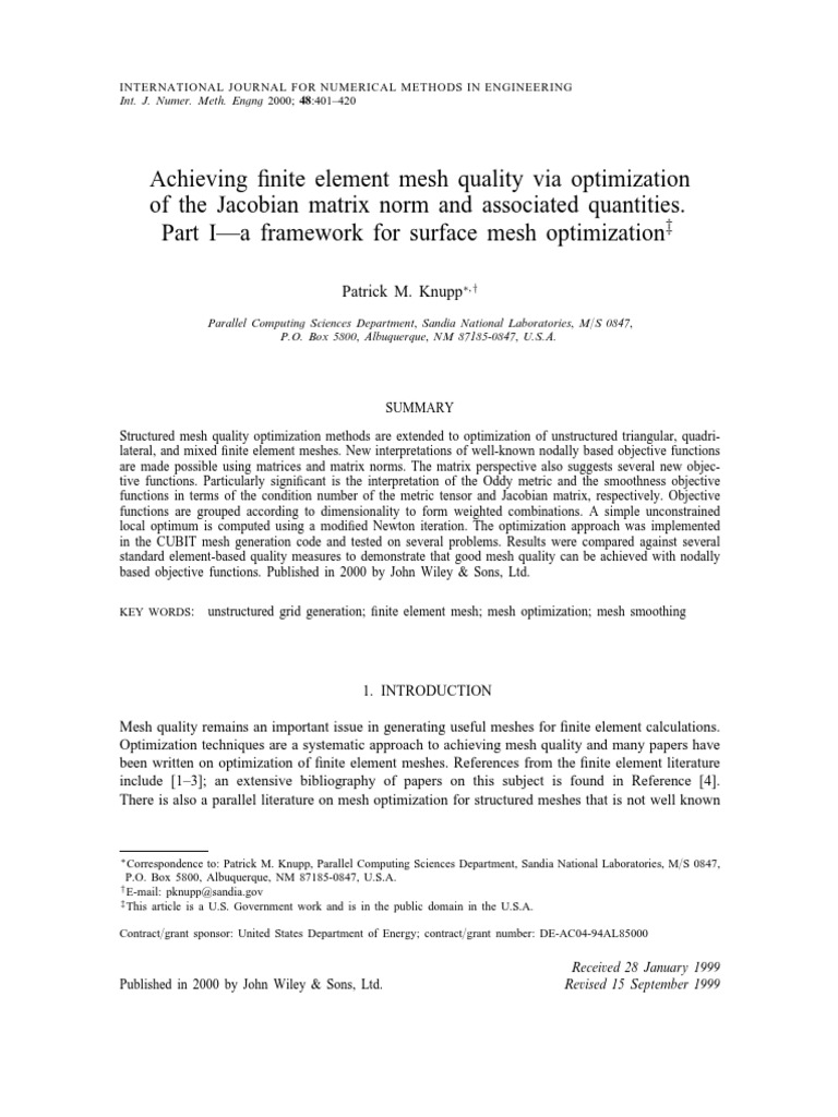 Knupp2000 PDF | PDF | Mathematical Optimization | Matrix (Mathematics)