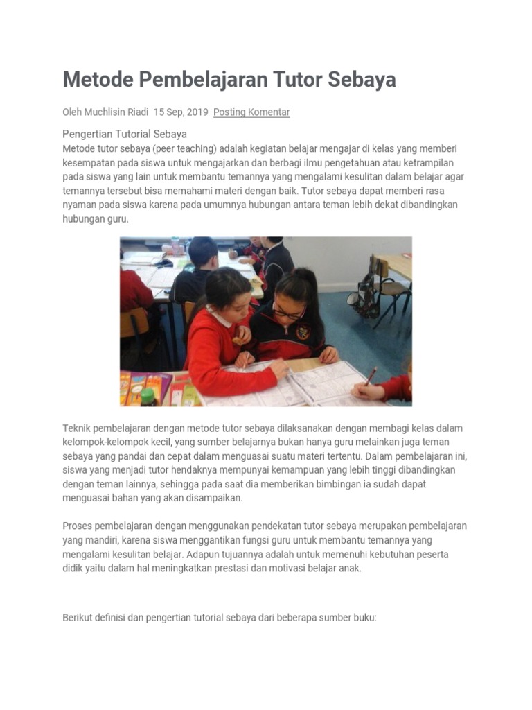 Metode Pembelajaran Tutor Sebaya | PDF