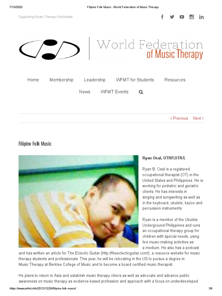 Filipino Folk Music - World Federation of Music Therapy | PDF | Musical ...