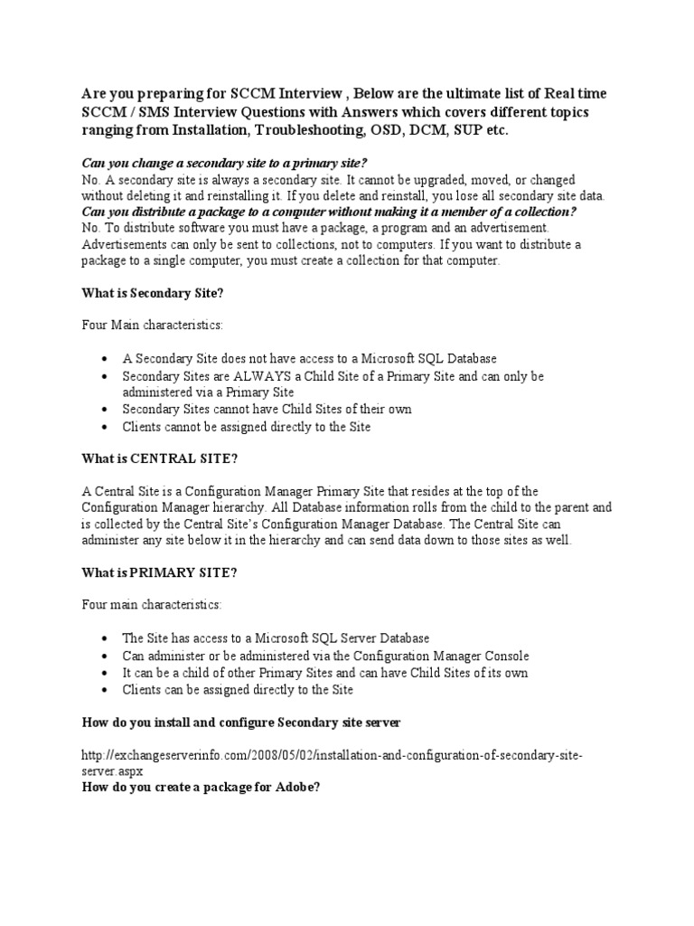 Are You Preparing For SCCM Interview | PDF | Installation (Computer Programs) | Operating System