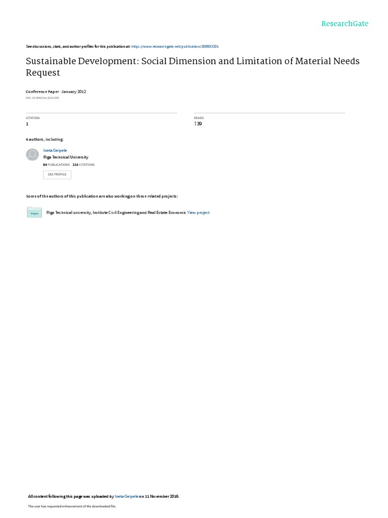 Sustainable Development Social Dimension and Limit | PDF ...