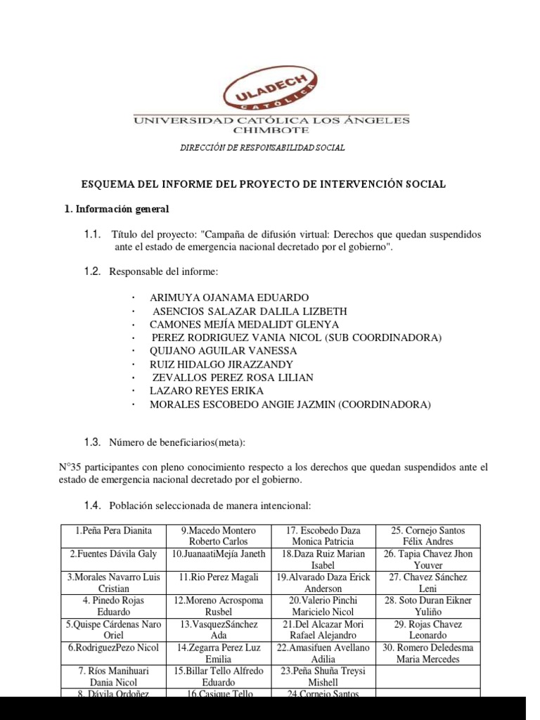 Proyecto Final de Responsabilidad Social PDF | PDF | Estado de emergencia | Perú