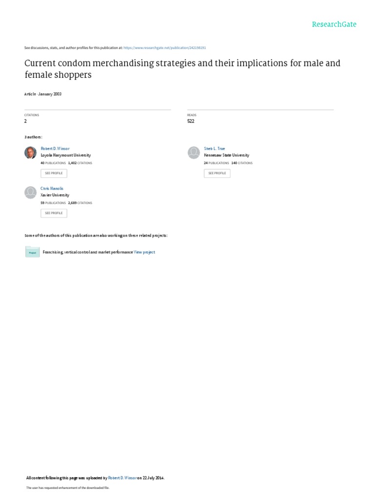 Current Condom Merchandising Strategies And Their Pdf Pdf Condom