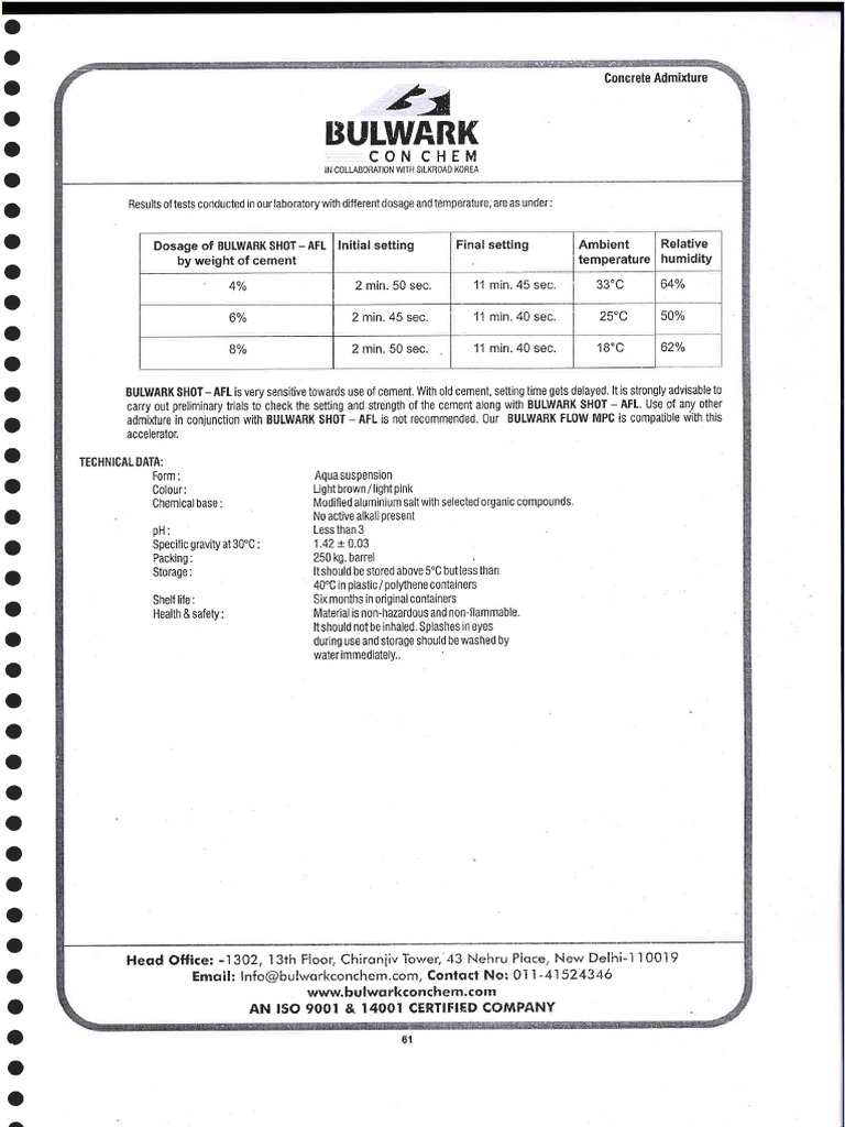 Bulwark Conchem Pvt. LTD Part II | PDF