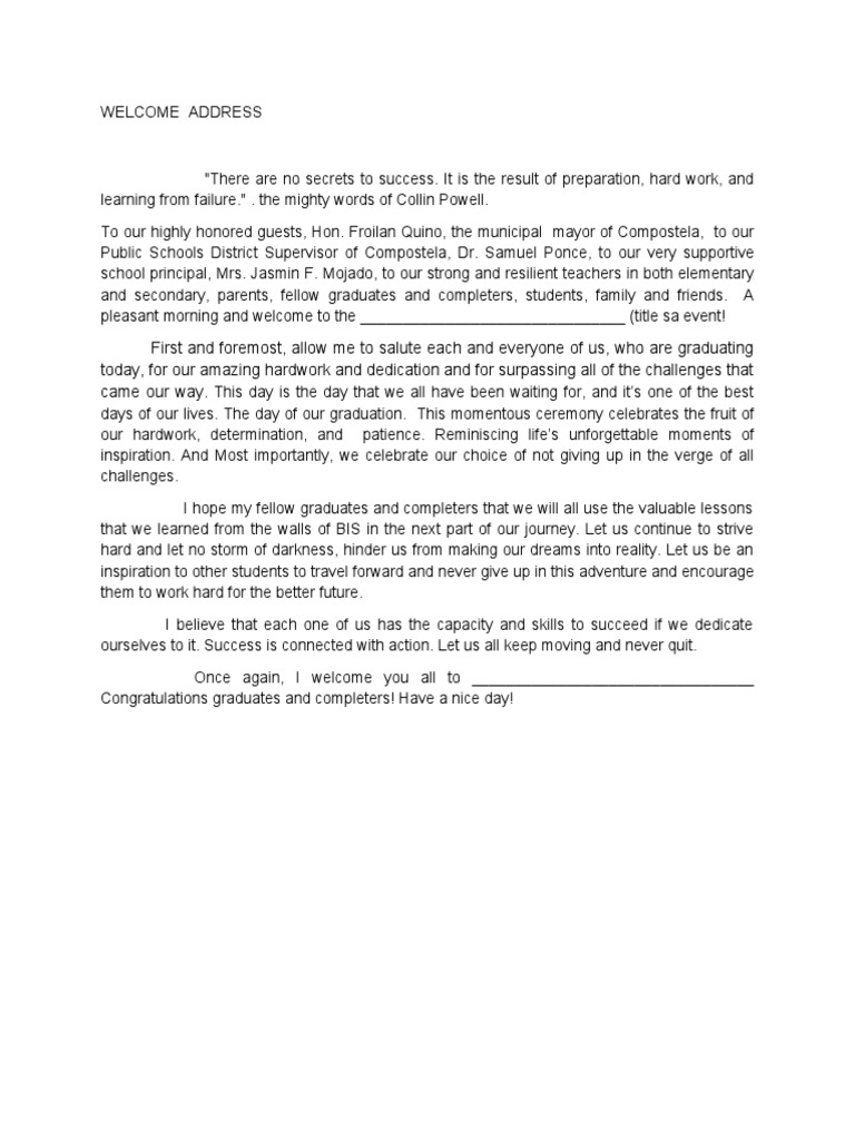 Welcome Address | PDF