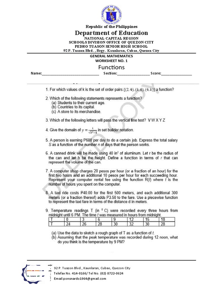 Genmath Worksheet | PDF | Metro Manila | Analysis