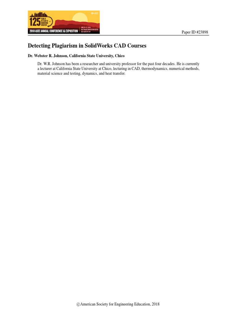 Detecting Plagiarism in Solidworks Cad Courses | PDF | Computer Aided Design | Computing