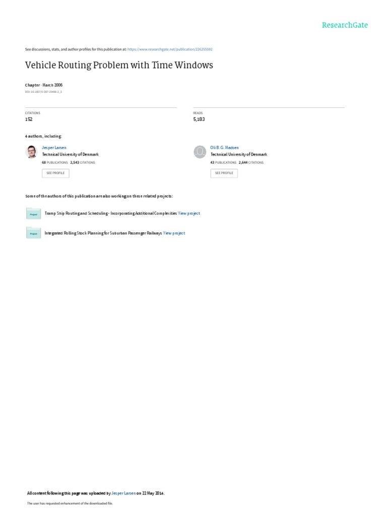 Vehicle Routing Problem With Time Windows PDF | Download Free PDF ...