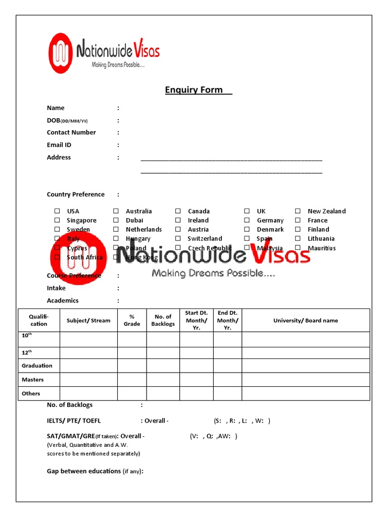 Student's Enquiry Form | PDF | Qualifications | Learning