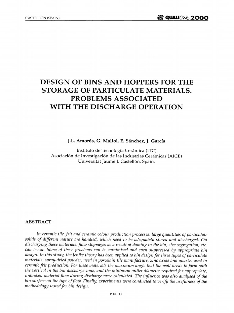 Design of Bins and Hopper PDF | PDF | Fluid Dynamics | Stress (Mechanics)