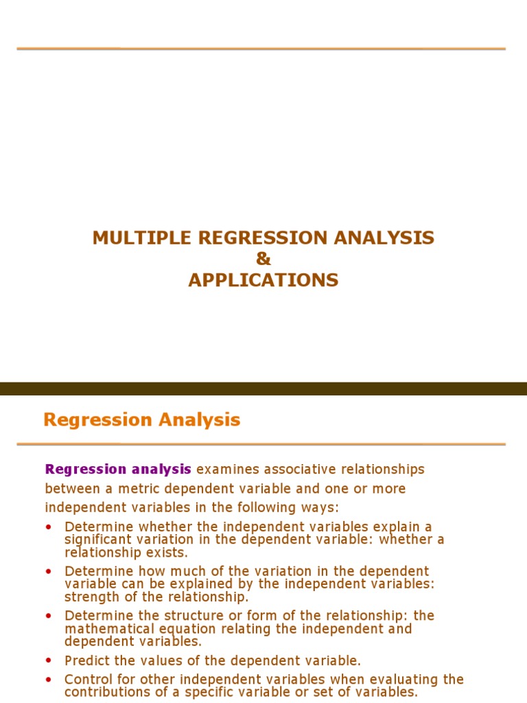 Multiple Regression Analysis & Applications | PDF | Regression Analysis | Multicollinearity