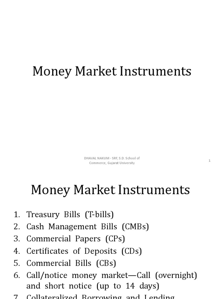 Instruments of Money Market - Instruments of Money Market - 1 | PDF ...