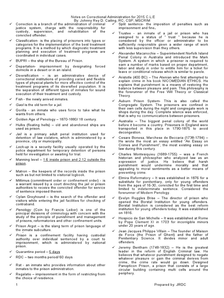 Notes On Correction 2012 | PDF | Prison | Pardon