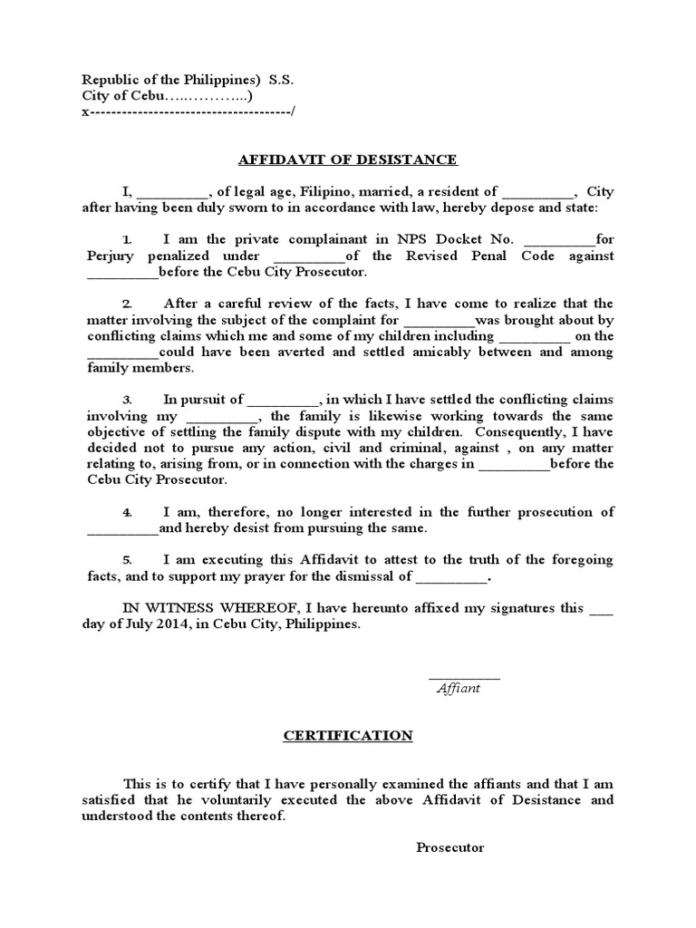 Affidavit of Desistance | PDF