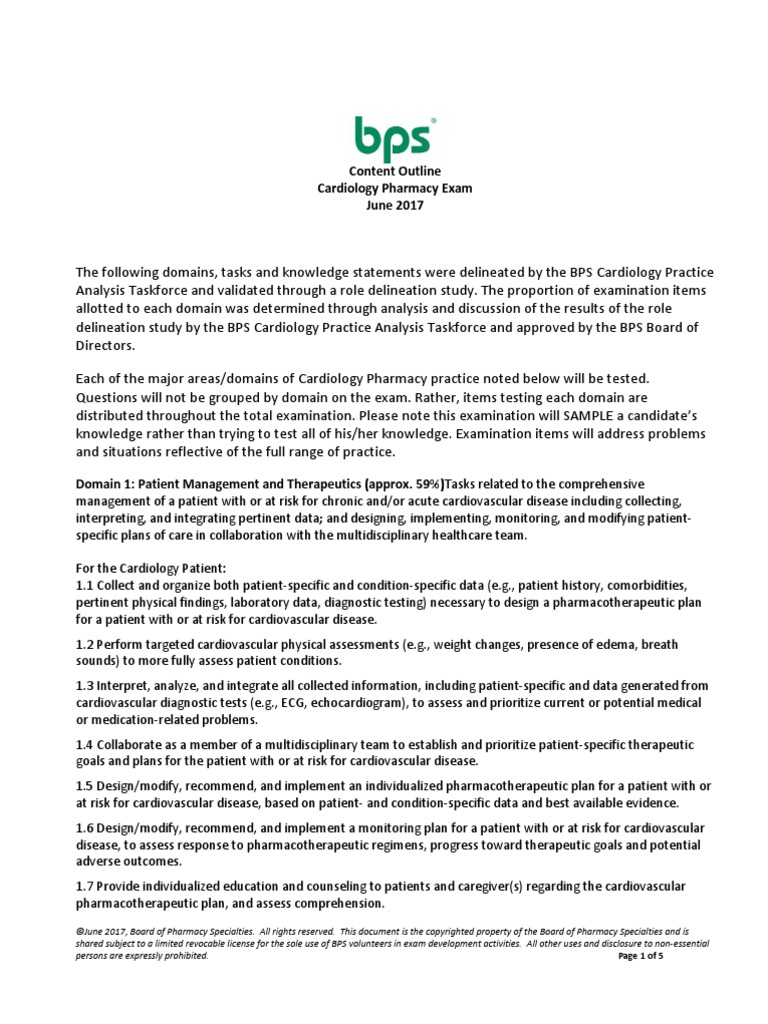 BPS Board Certified Cardiology Syllabus For Entrance Exam | PDF | Joint ...