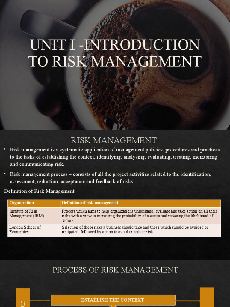 Unit Ii - Introduction To Risk Management | PDF | Risk Management | Risk