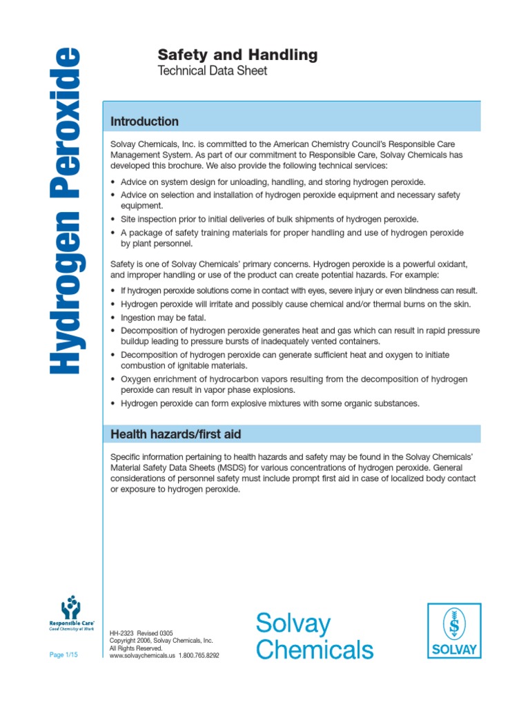 Safety and Handling: Technical Data Sheet | PDF | Hydrogen Peroxide | Water