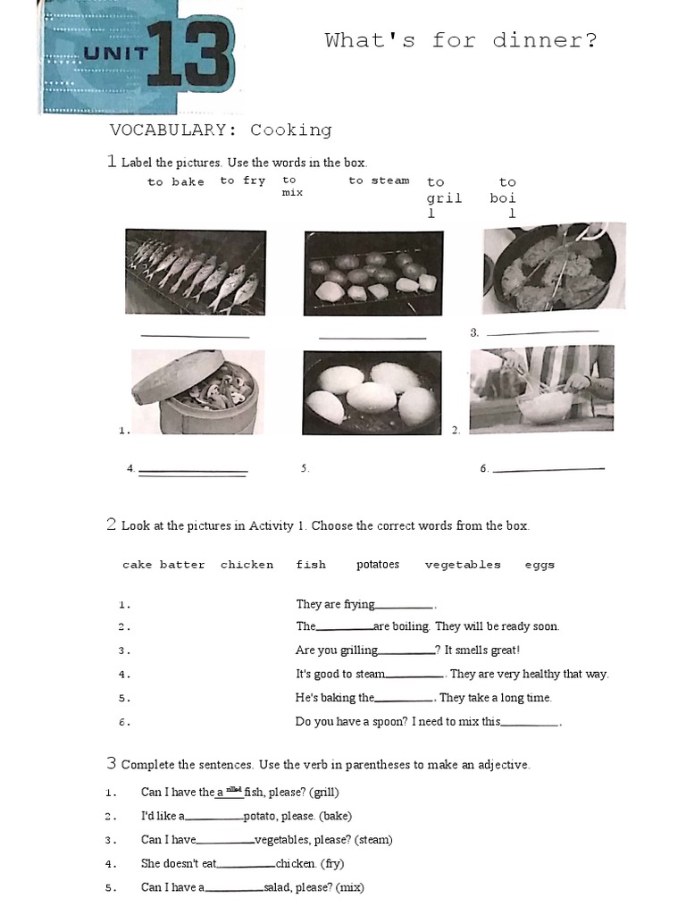 What's For Dinner?: VOCABULARY: Cooking | PDF | Pancake | Grilling