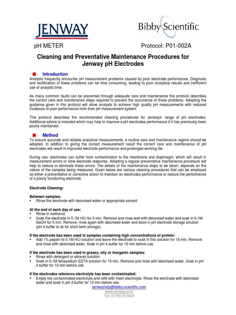 PH Meter Protocol: P01-002A: Cleaning and Preventative Maintenance ...
