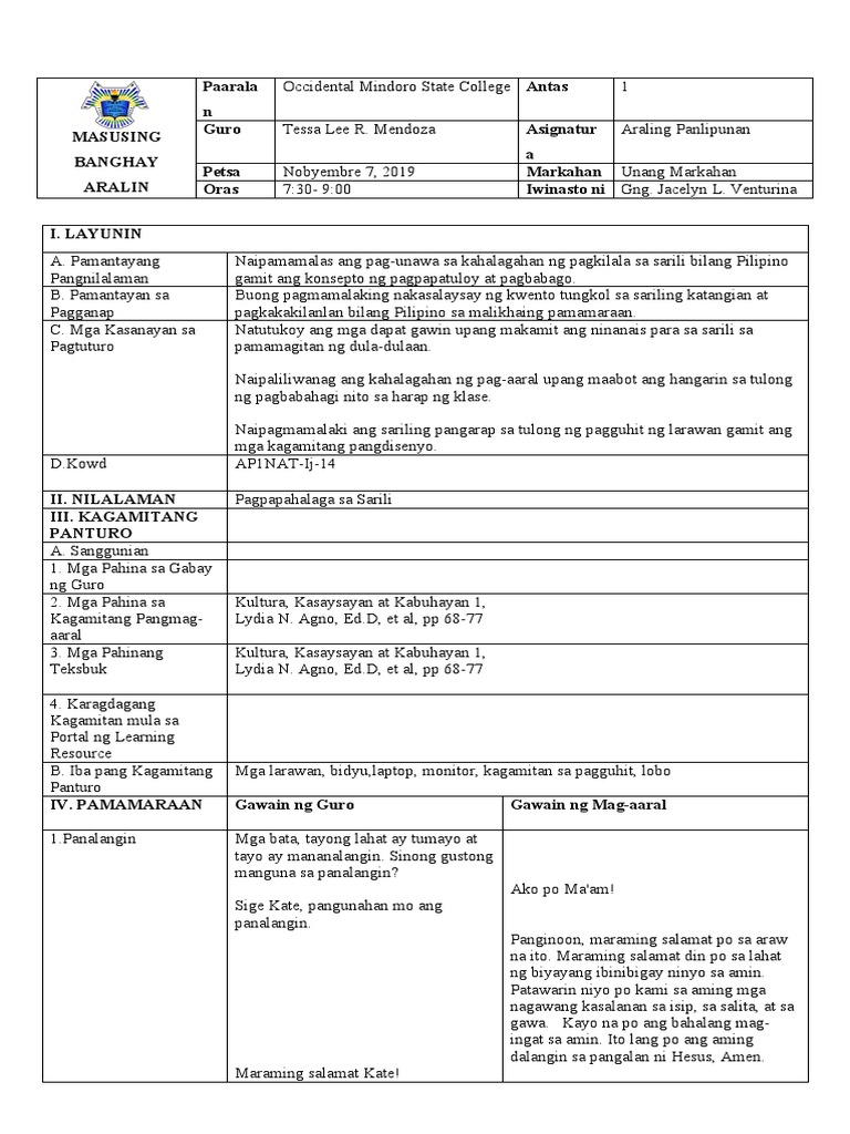 Elementary Education LESSON PLAN