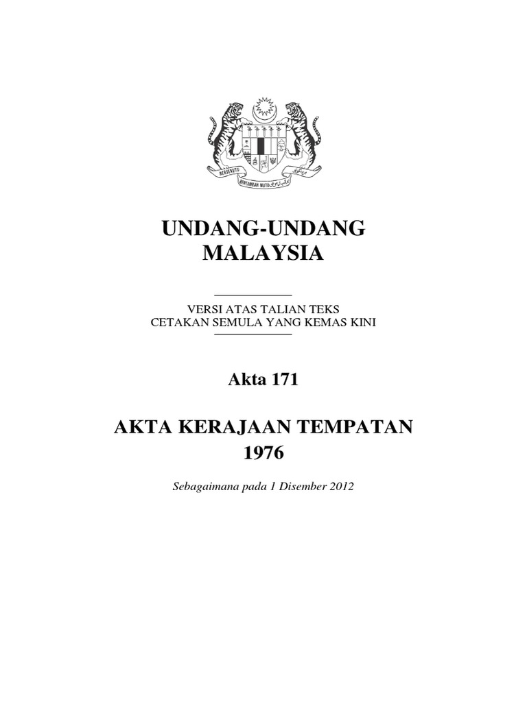 Akta 171 - Akta Kerajaan Tempatan 1976 PDF | PDF