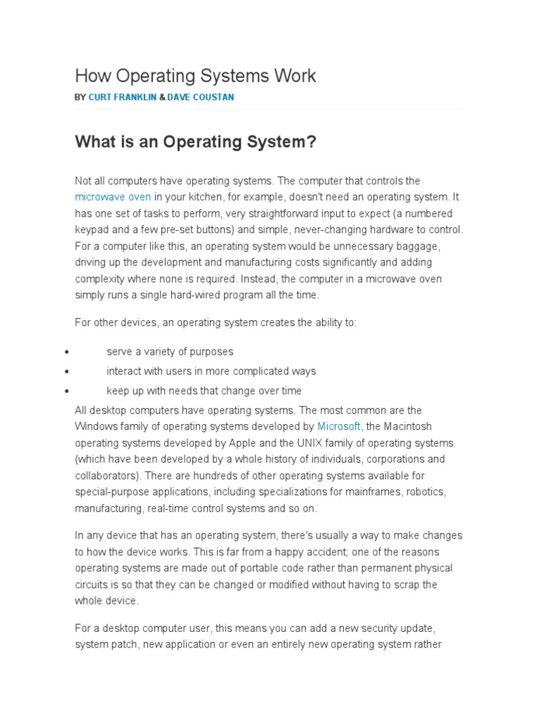How43 Operating Systems Work | PDF | Operating System | Computer Hardware