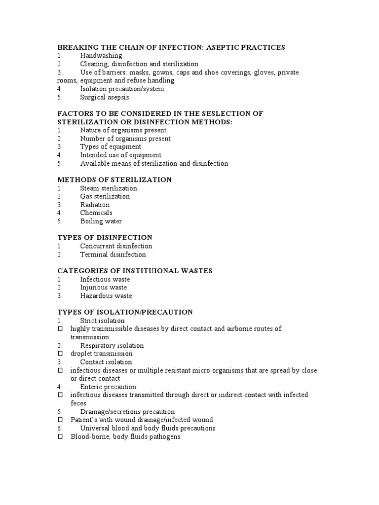 Breaking The Chain of Infection | PDF