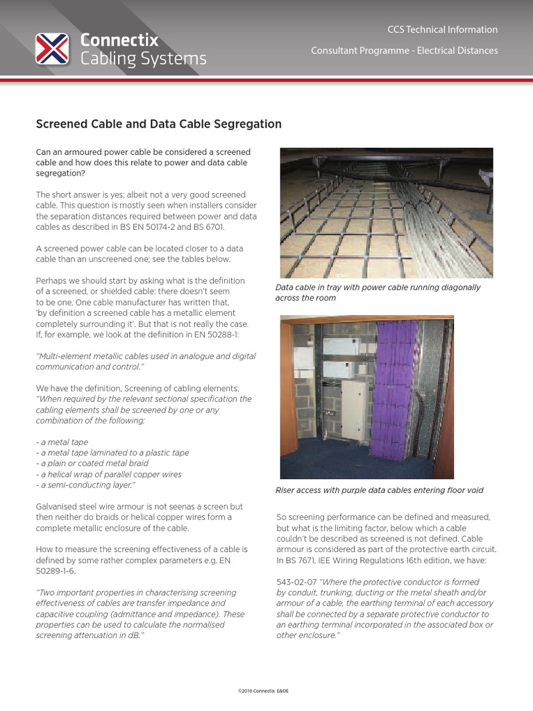 Screened Cable and Data Cable Segregation: CCS Technical Information ...