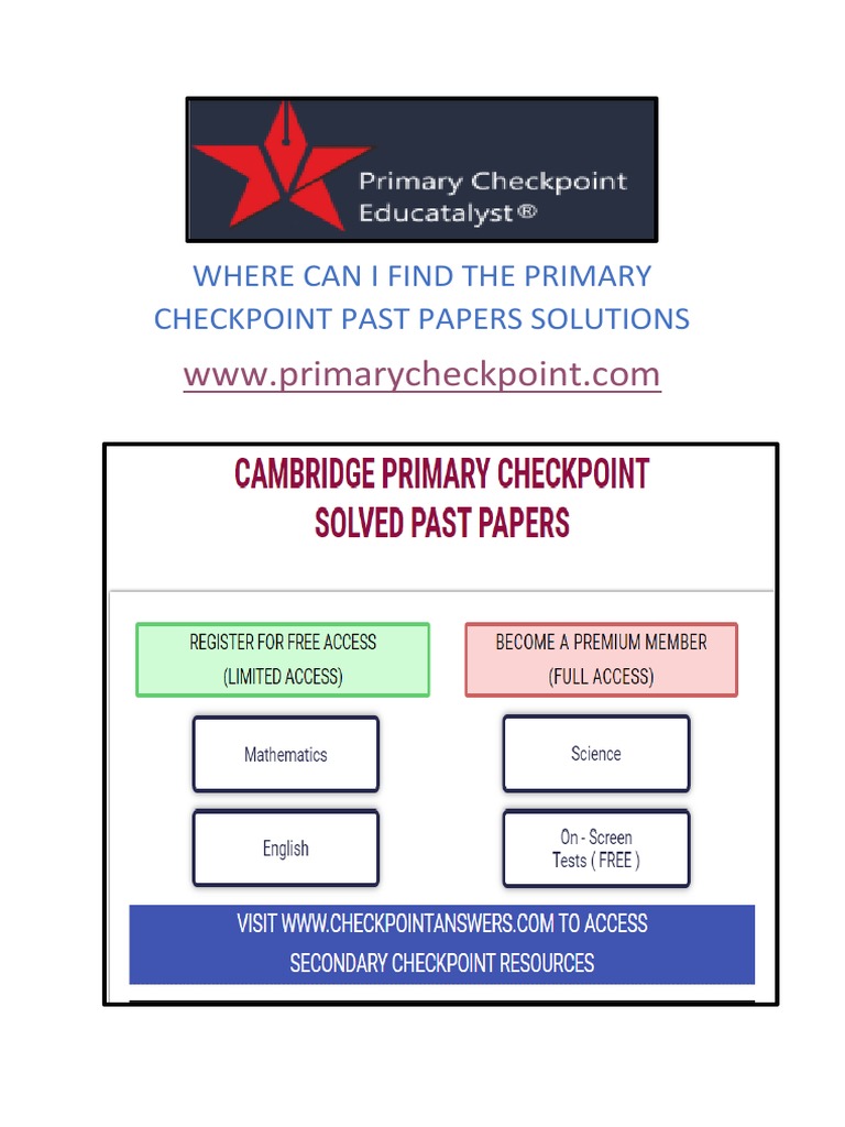 Primary Checkpoint Past Papers Solutions | PDF