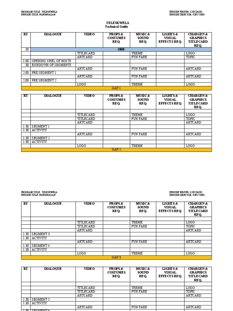 TV Script Format TECH GUIDE 1 | PDF