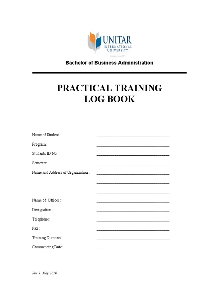 Practical Training Log Book: Bachelor of Business Administration | PDF