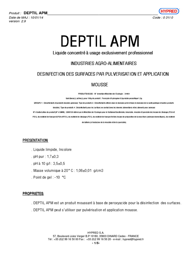DEPTIL APM Hyped | PDF | Nourritures | Substances chimiques