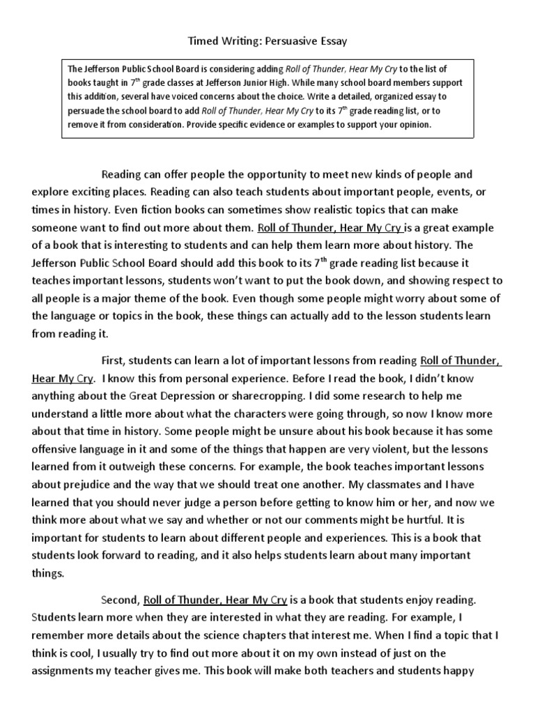 Persuasive Essay on Book Selection | PDF | Essays | Teachers