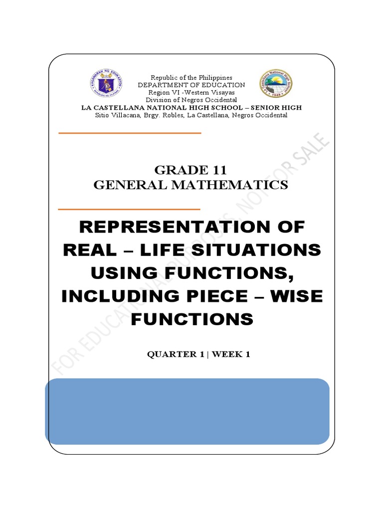 Representation of Real - Life Situations Using Functions, Including ...