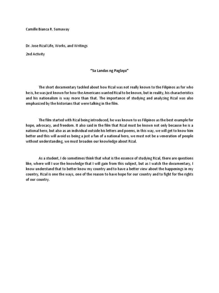 Rizal 2nd Activity | PDF | Social Science