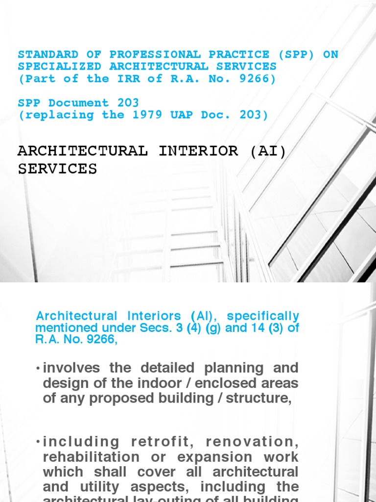 SPP DOC 203 Architectural Interior Services | PDF | Architect | Engineering