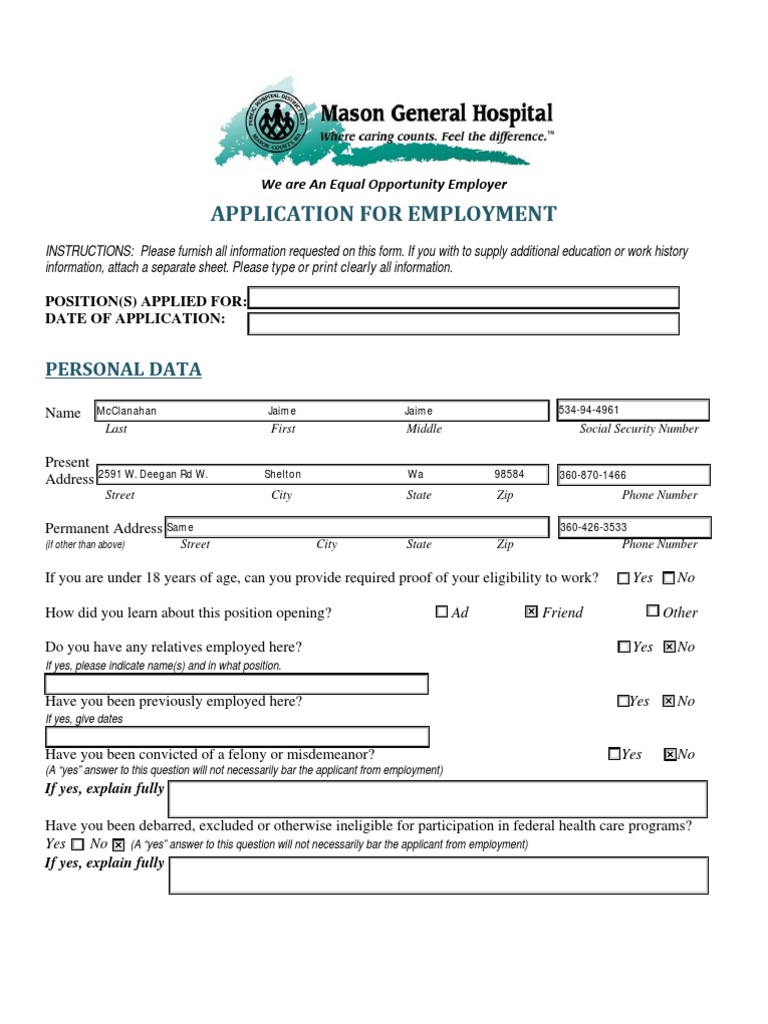Employment Application Form Template | PDF | Licensure | Employment