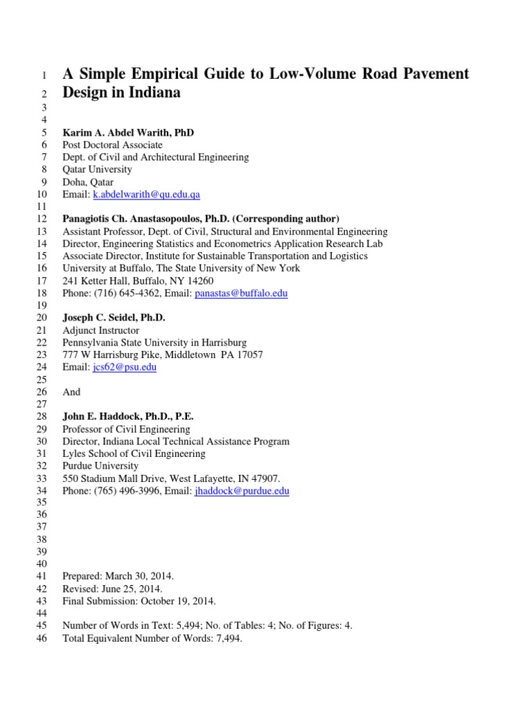 A Simple Empirical Guide To Low-Volume Road Pavement Design in Indiana ...