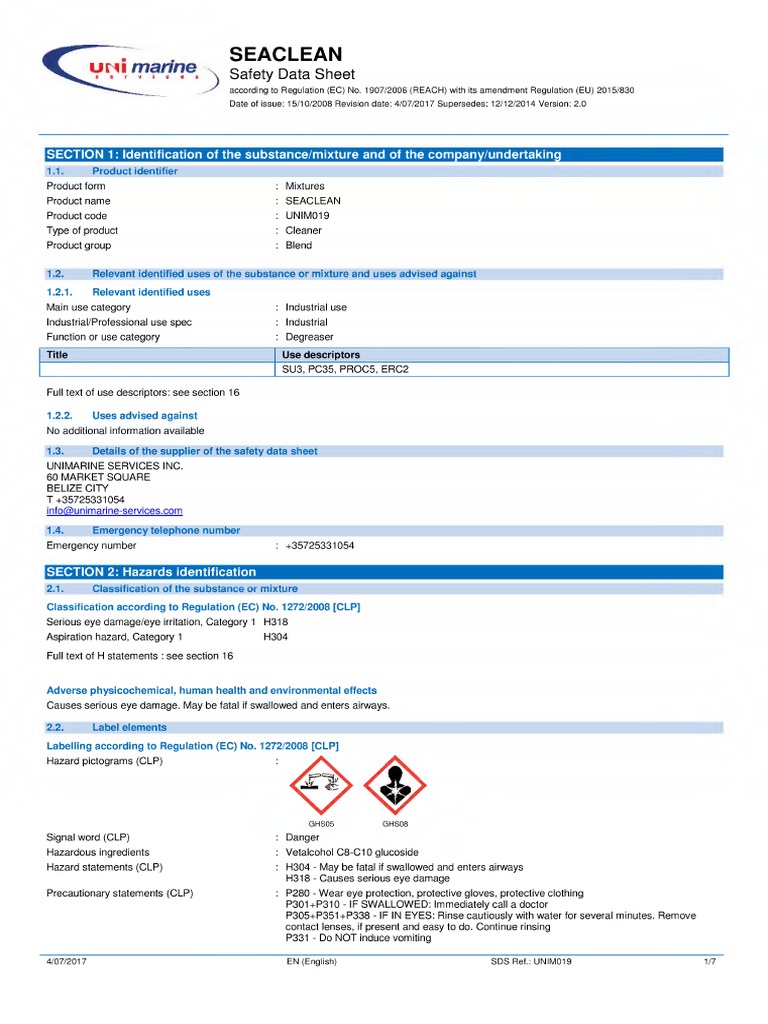 4.5 SEACLEAN MSDS - C PDF | PDF