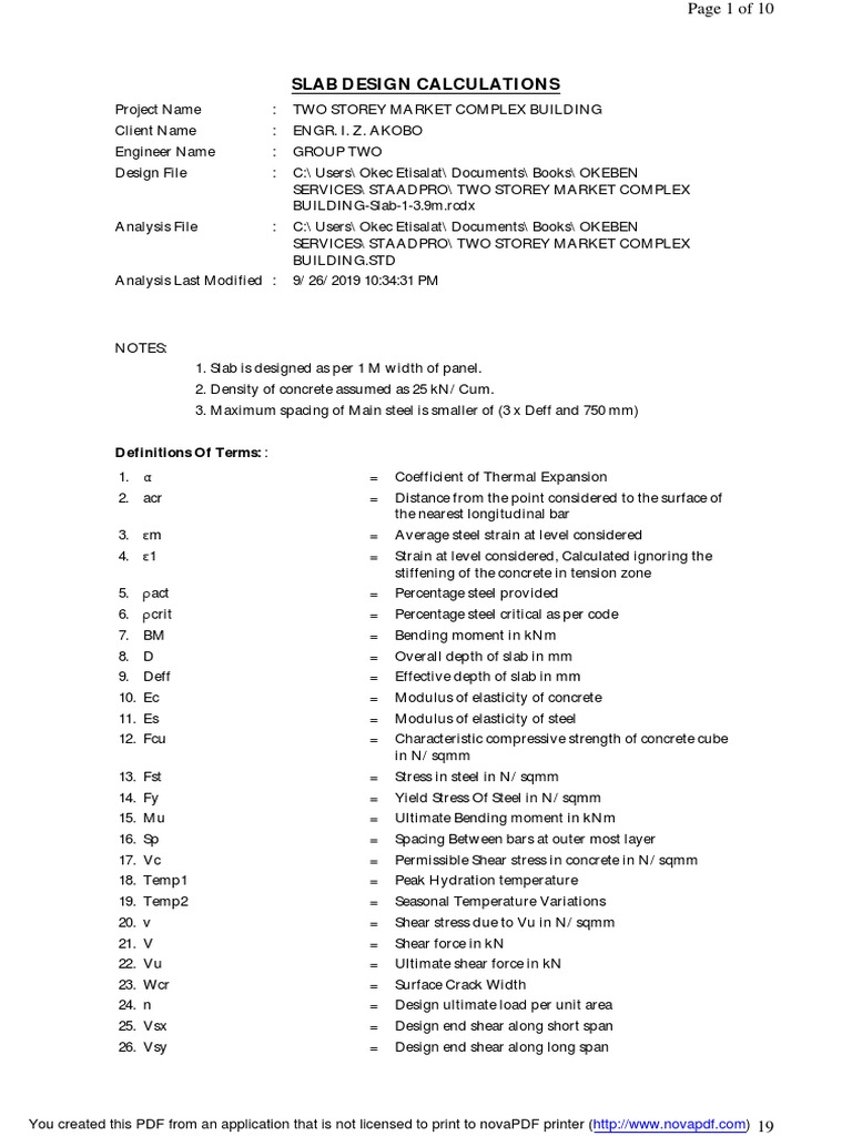 Slab Design Calculations: Definitions of Terms | PDF | Fracture ...