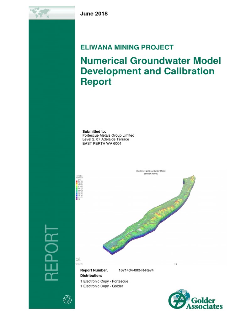 Appendix 5 Numerical Groundwater Model Golder 2017 PDF | PDF | Hydrogeology | Groundwater