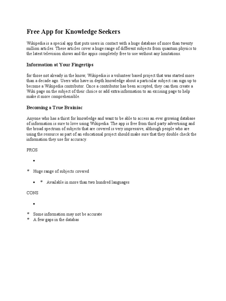 Free App For Knowledge Seekers | PDF