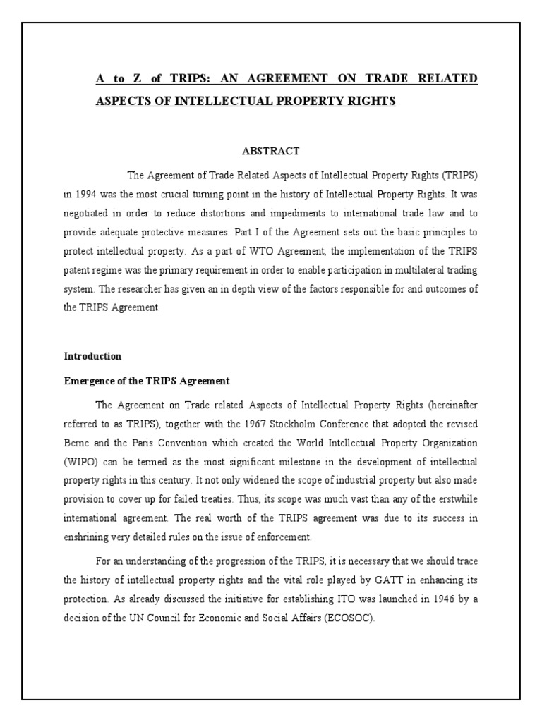 A To Z of TRIPS | PDF | Trips Agreement | Intellectual Property